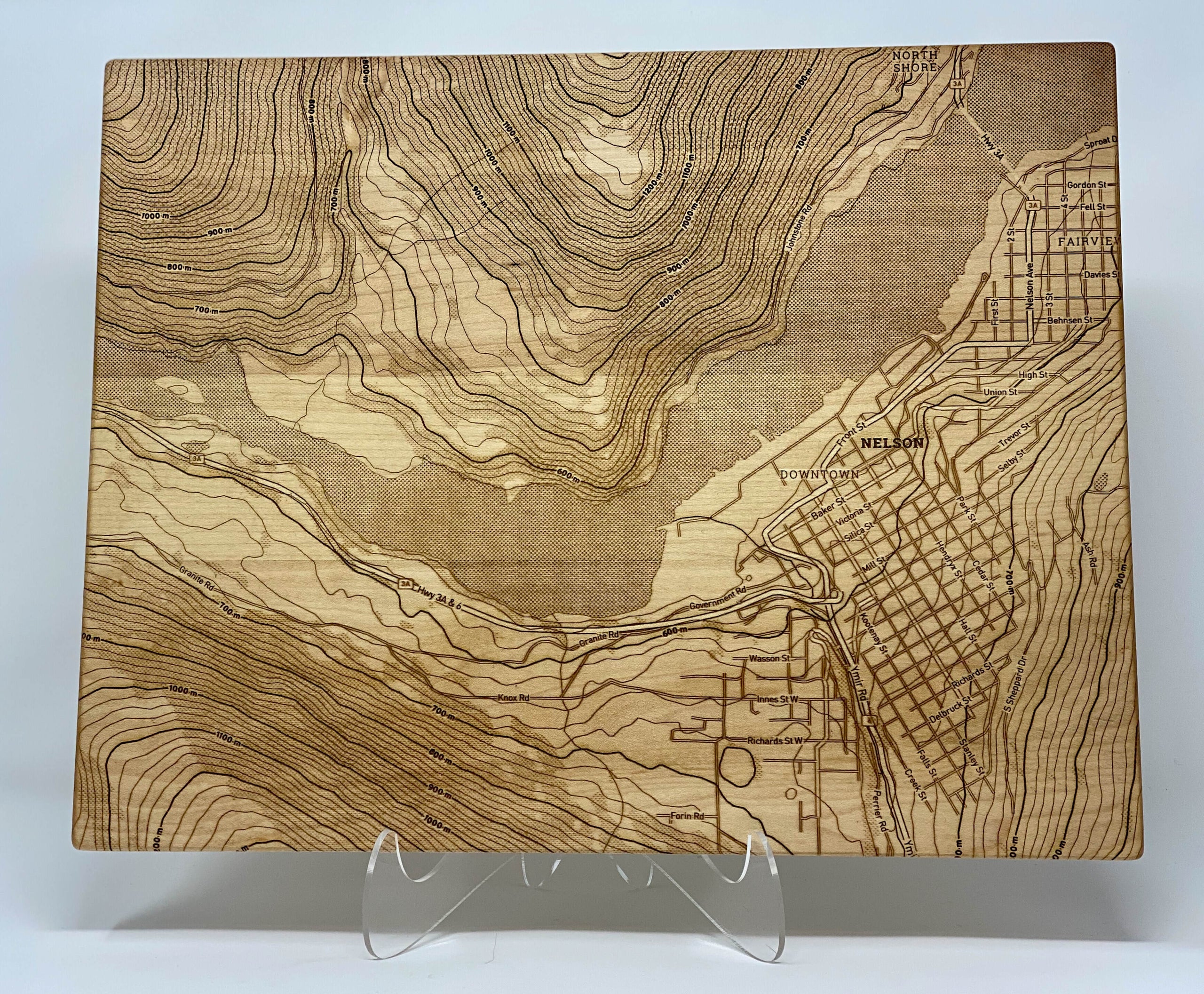 Custom Topographic Maps on Cutting Boards | The Cut & Etch