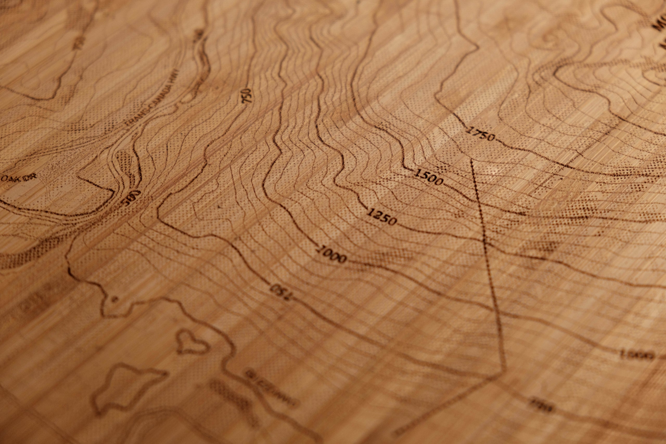 Custom Topographic Maps on Cutting Boards | The Cut & Etch