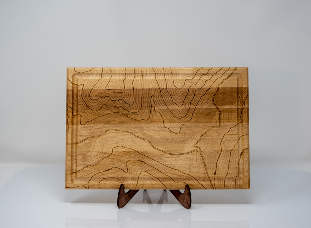 Custom Topographic Maps on Cutting Boards | The Cut & Etch