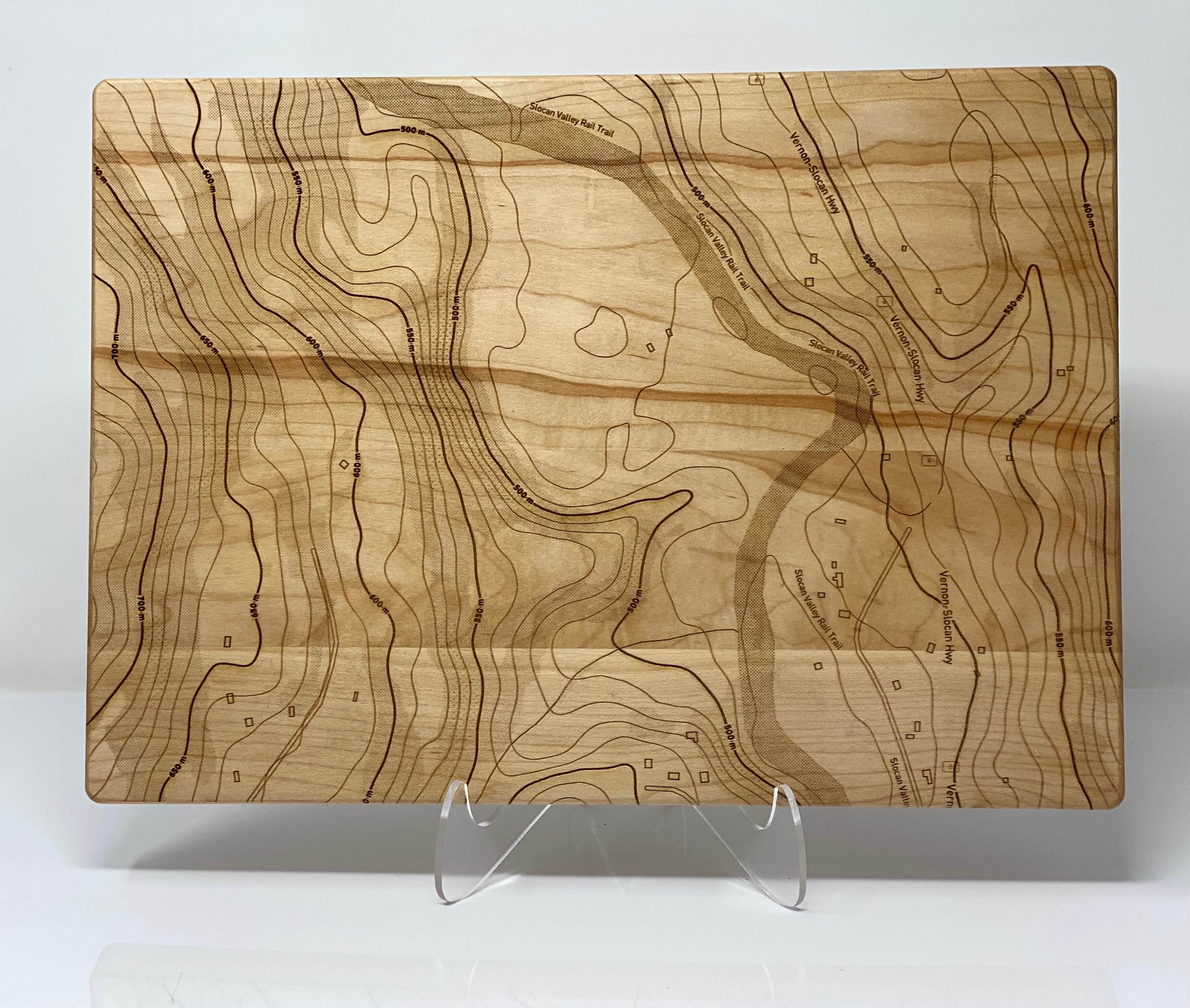 Custom Topographic Maps on Cutting Boards | The Cut & Etch