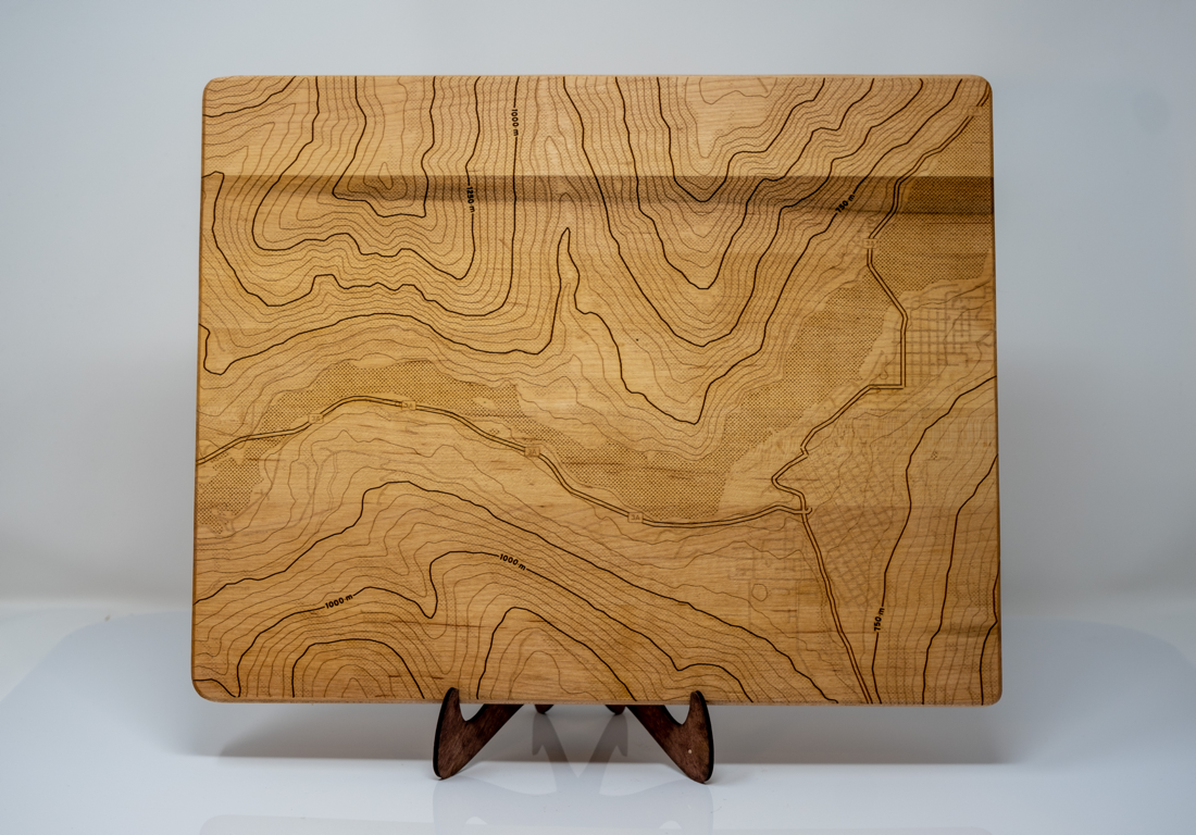 Custom Topographic Maps on Cutting Boards | The Cut & Etch