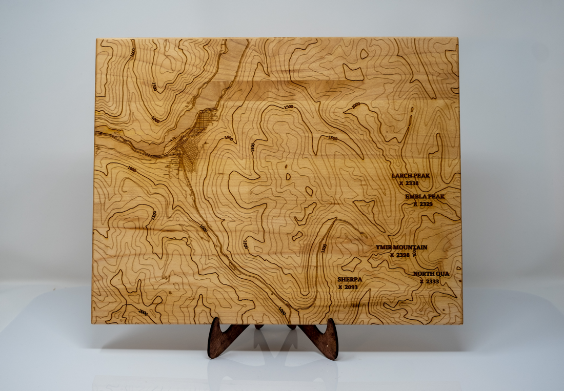 Custom Topographic Maps on Cutting Boards | The Cut & Etch