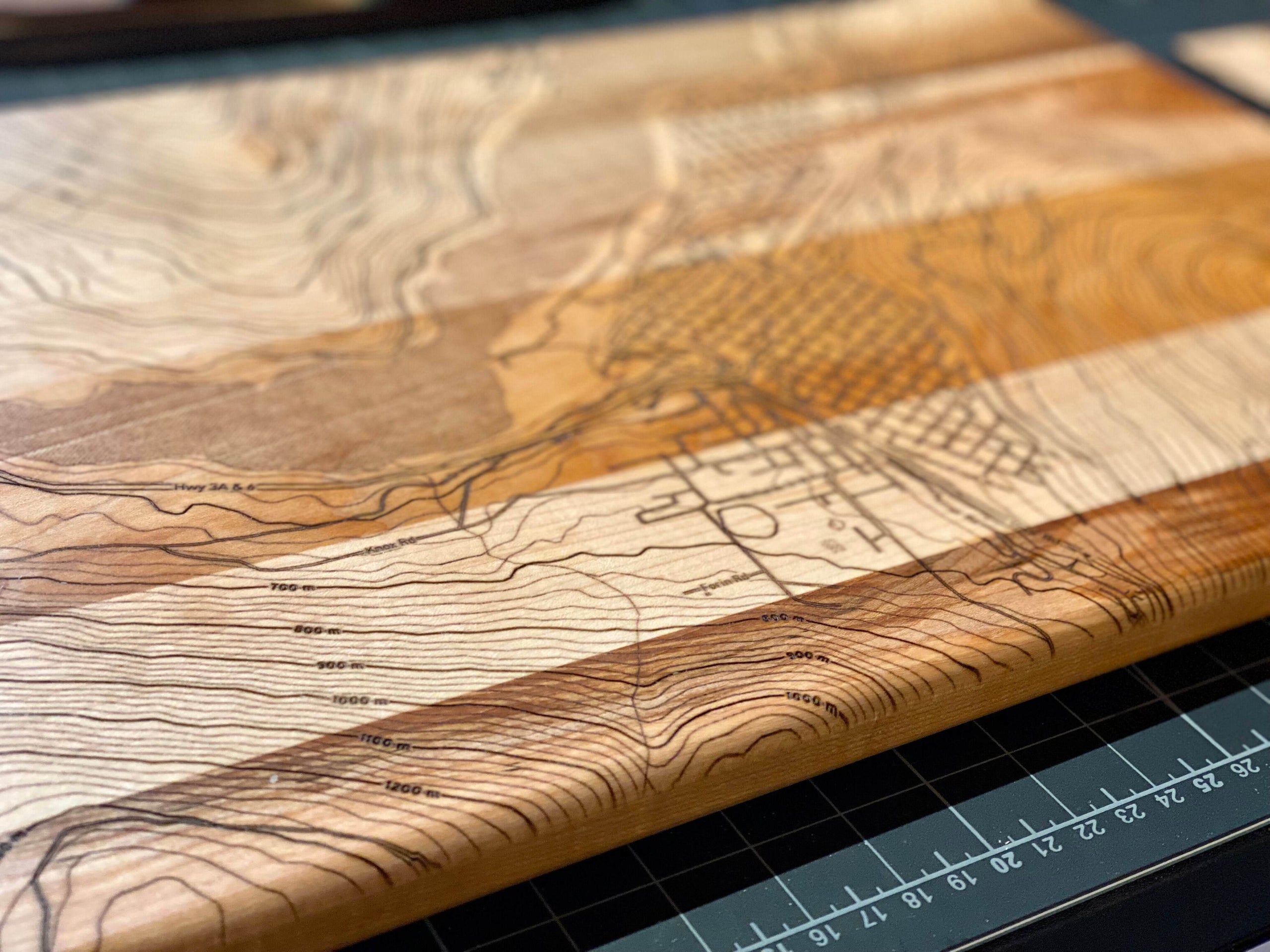 Custom Topographic Maps on Cutting Boards | The Cut & Etch